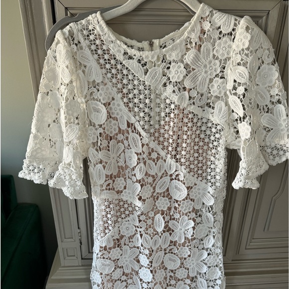 Dresses | Lace Cut Out See Through Dress With Underlining | Poshmark